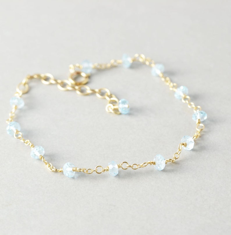 Blue Topaz Bracelet Powder Blue Gemstone Bracelet December | Etsy