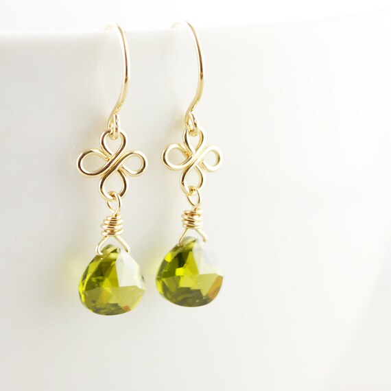 Green Dangle Earrings Green Drop Earrings Clover Silver | Etsy