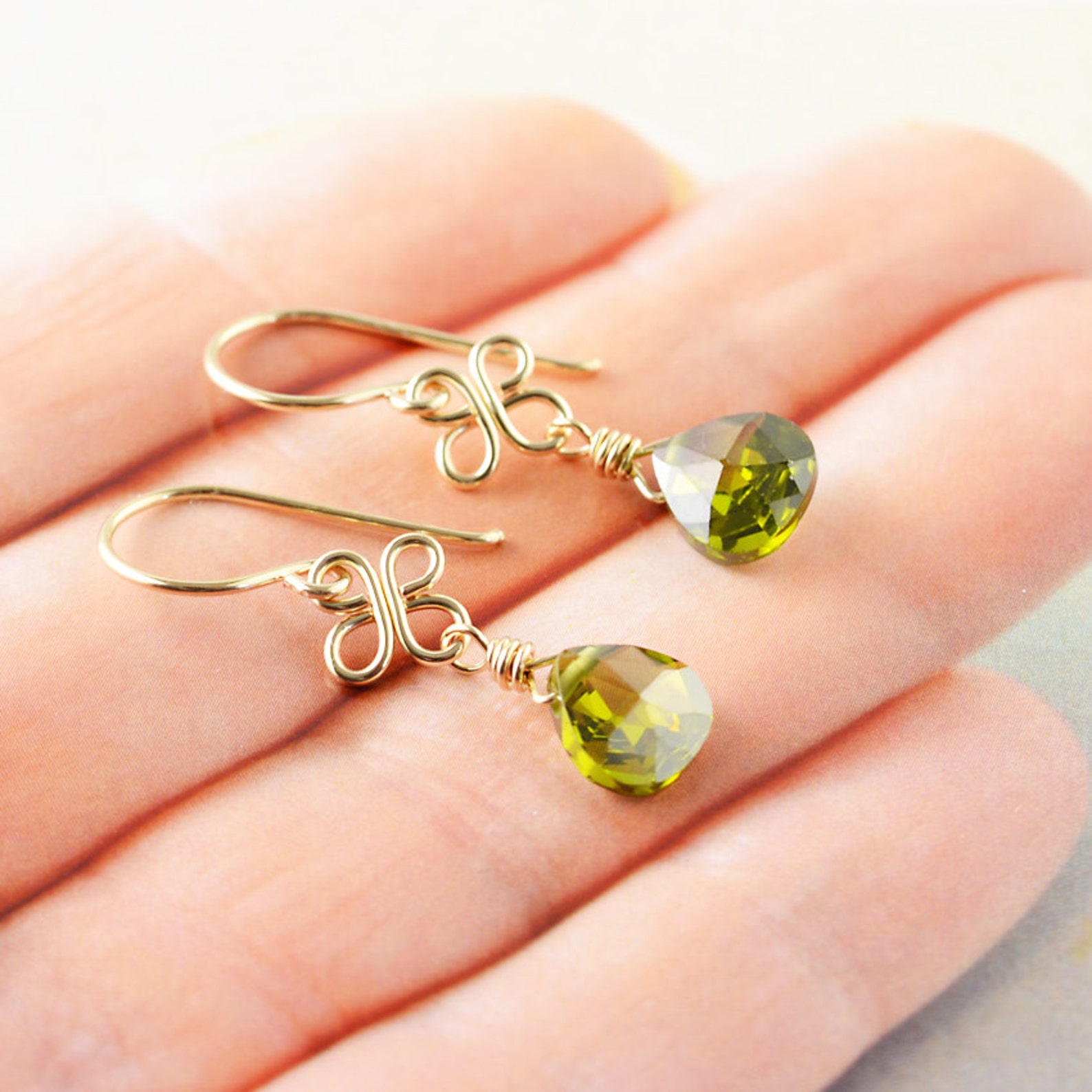 Green Dangle Earrings Green Drop Earrings Clover Silver - Etsy