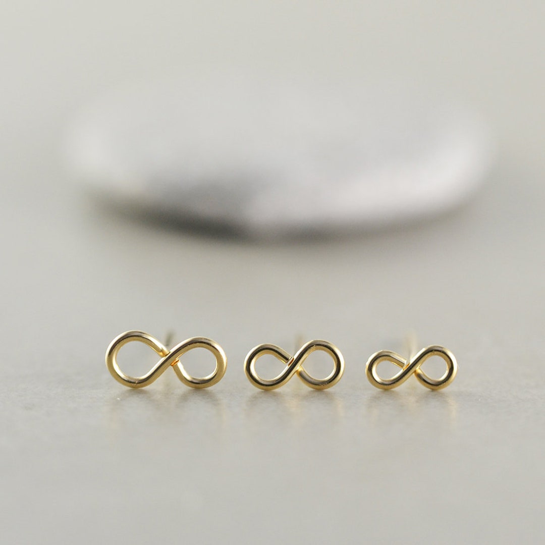 Infinity Stud Earrings, Gold Posts, Gold Fill Studs, Bridesmaid - Etsy