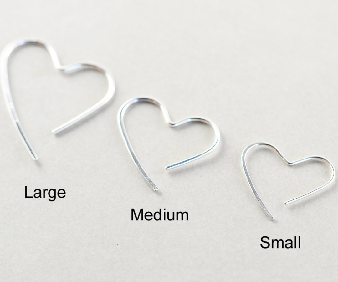 Sterling Heart Hoops, Small Heart Earrings, Bridesmaid, Valentine - Etsy
