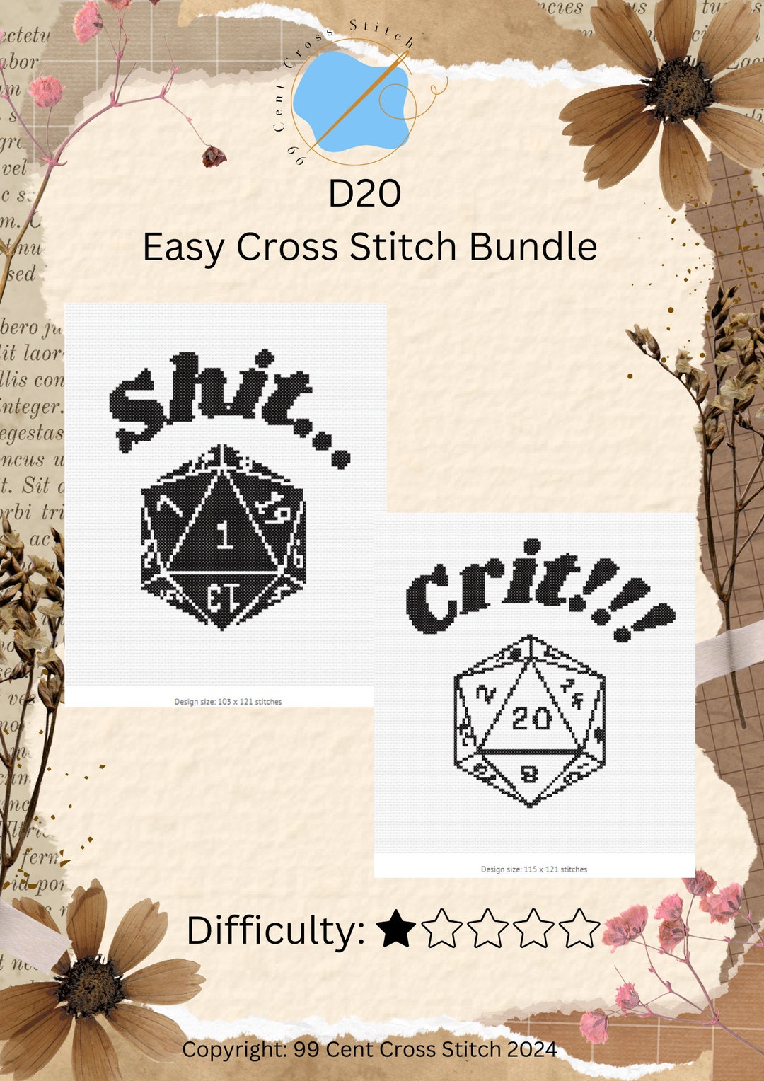 D20 Easy Cross Stitch Pattern Bundle - Etsy