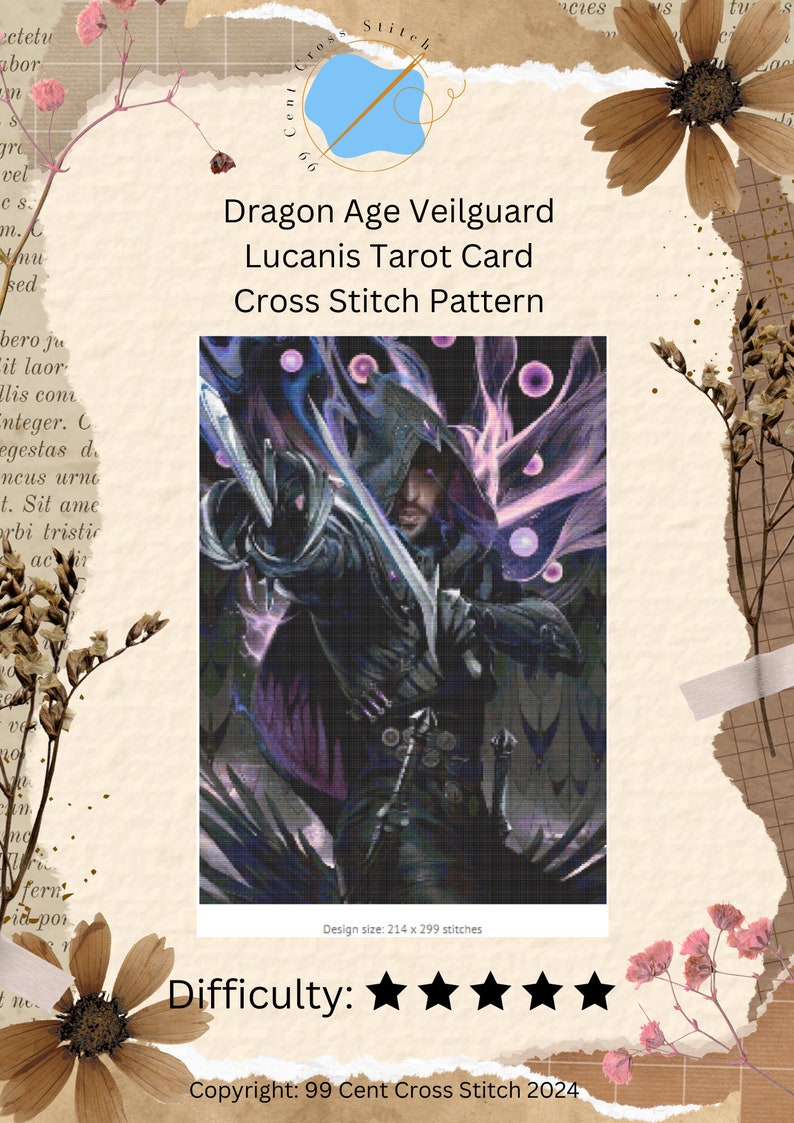 Dragon Age Veilguard Lucanis Tarot Card Cross Stitch Pattern - Etsy