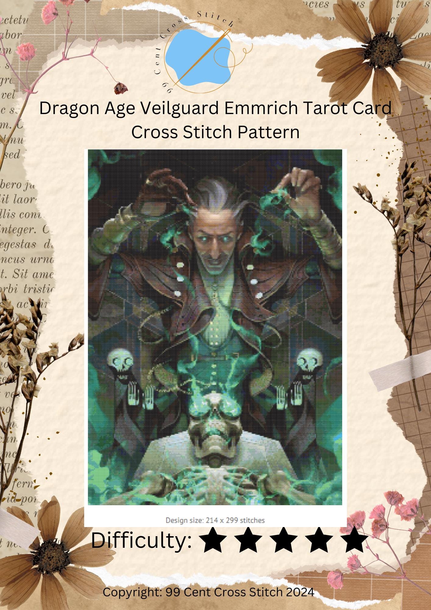 Dragon Age Veilguard Emmrich Tarot Card Cross Stitch Pattern - Etsy