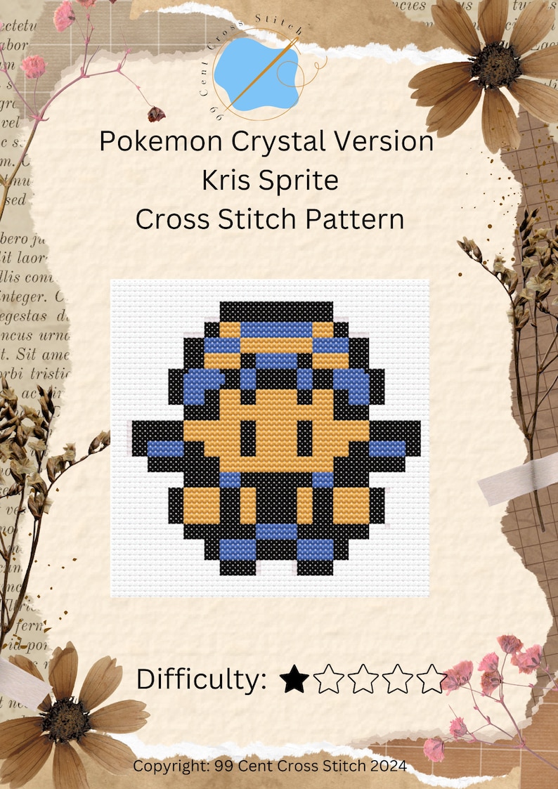 Pokemon Crystal Version Kris Sprite Cross Stitch Pattern - Etsy