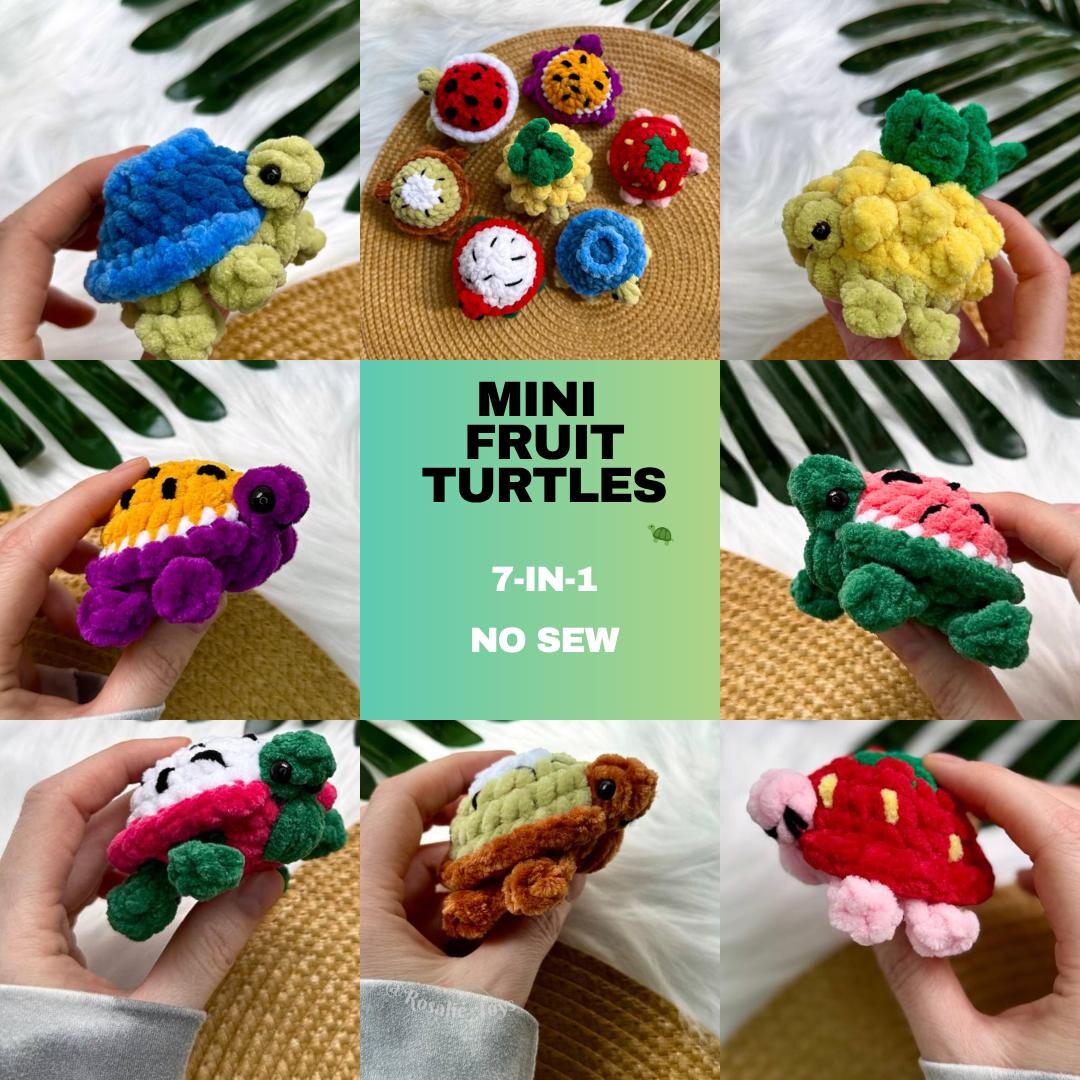7-in-1 Fruit Turtles Crochet Pattern | Amigurumi Fruit Turtles Pattern ...
