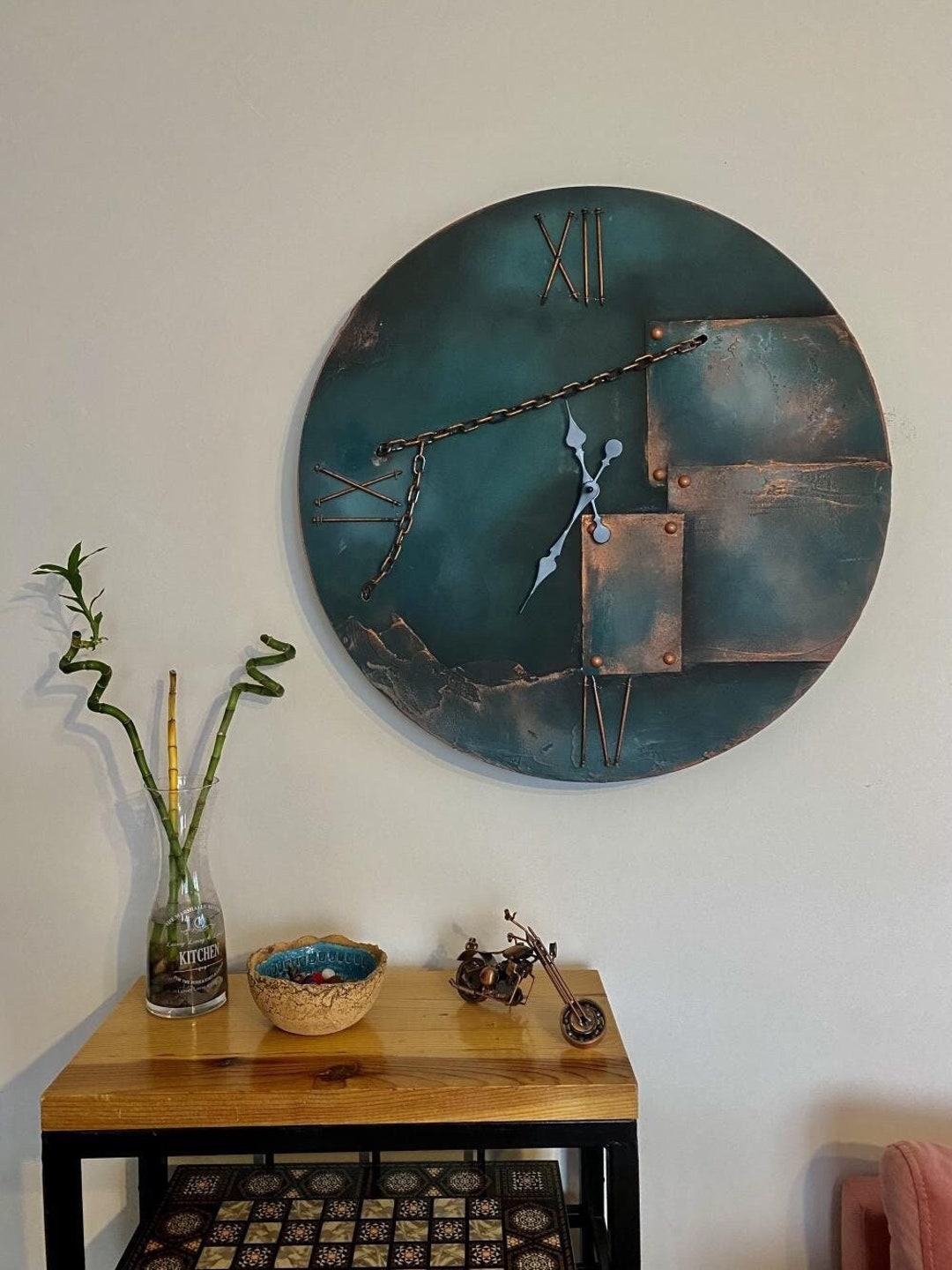 Decorative Wall Clock With Chain Wood - Etsy