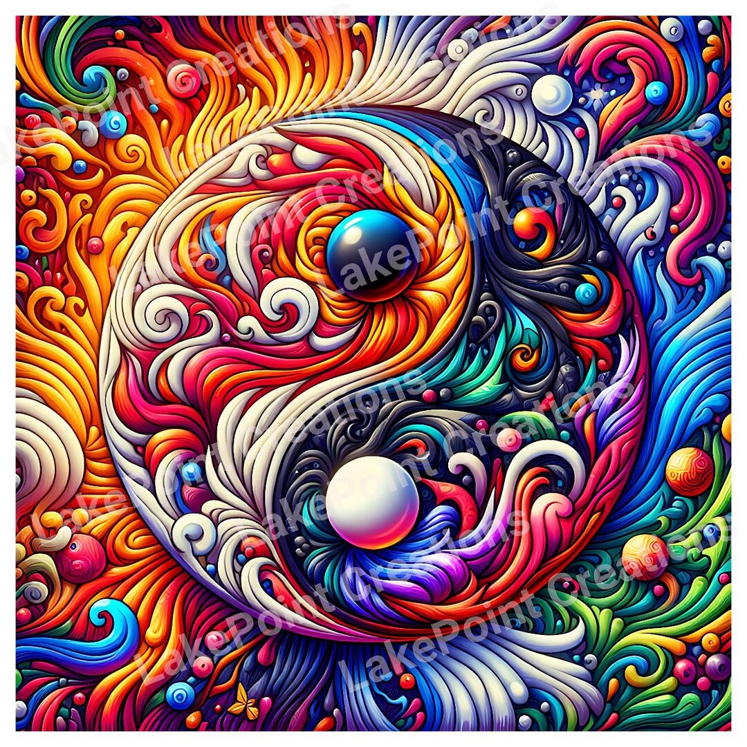 Eternal Balance: A Vivid Yin Yang Dance of Color and Energy Digital ...