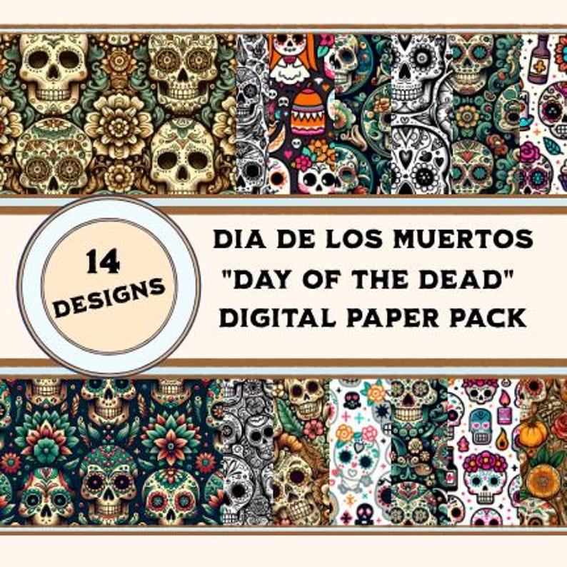 Dia De Los Muertos Digital Paper Pack / 14 Printable Day of the Dead ...