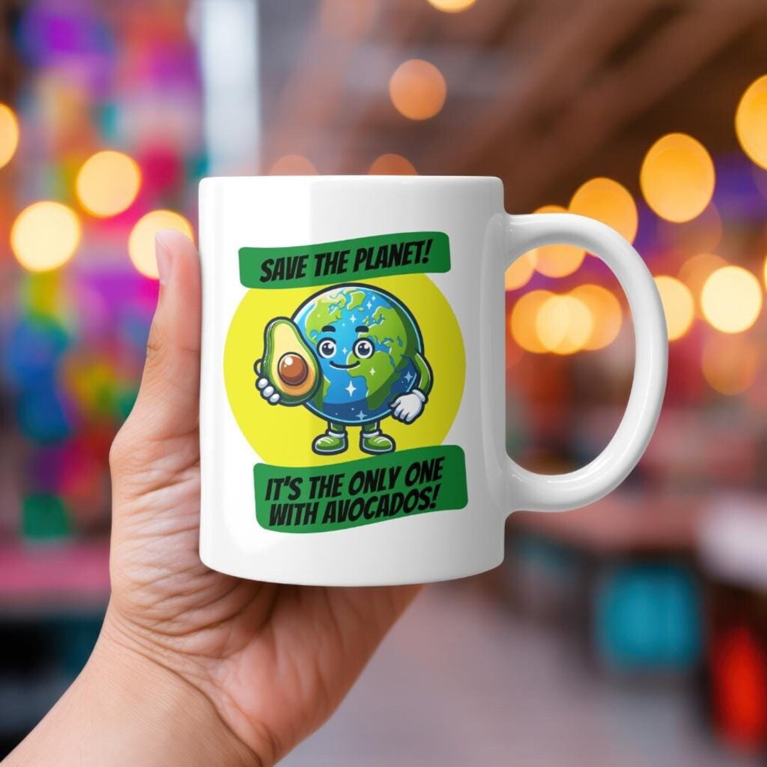 Save the Planet Avocado Mug - Eco-friendly Vegan Gift (11oz) - Etsy