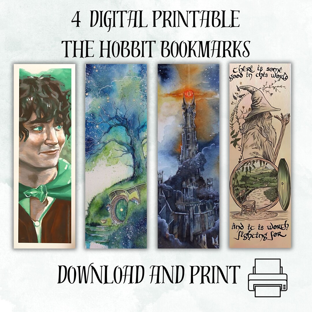 Digital Printable the Hobbit Bookmarks Designs Bundle for Fans Gift for ...