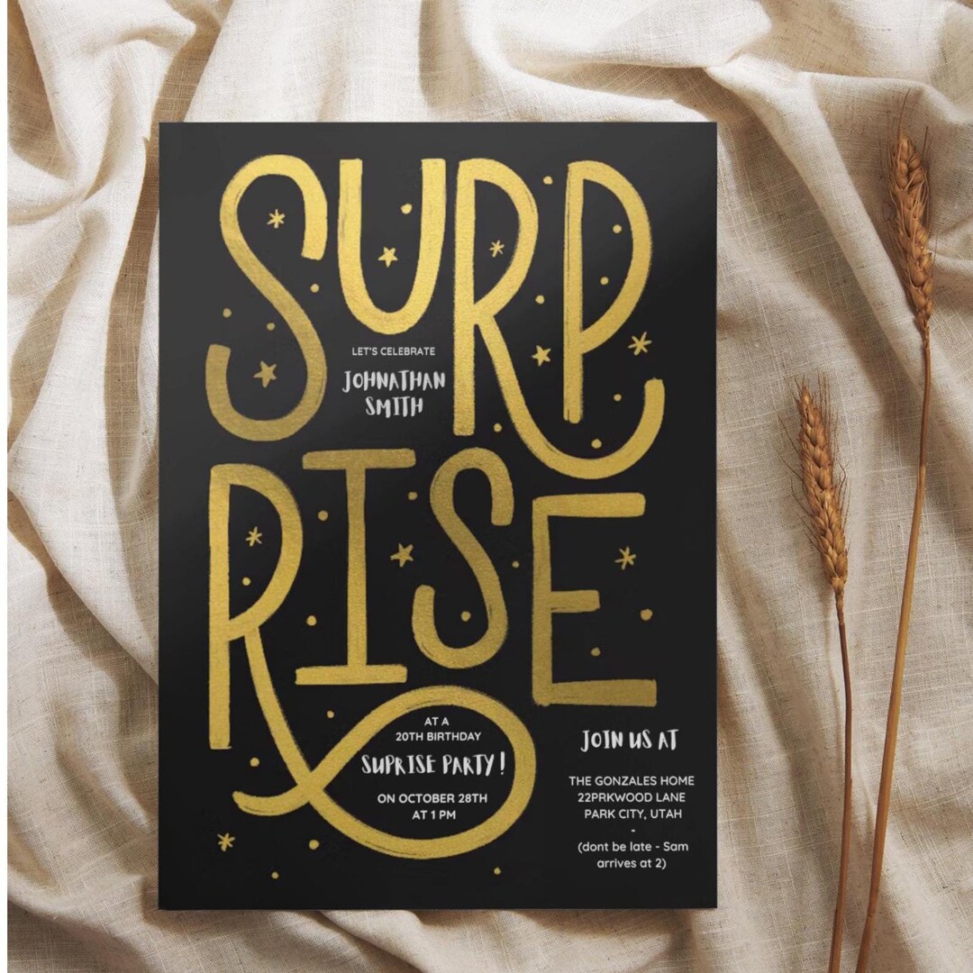 Editable Suprise Birthday Party Invitation Card Template . Adult ...
