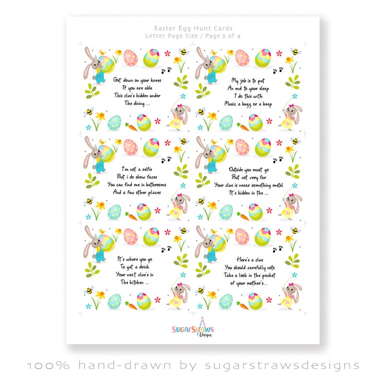 Editable Easter Egg Hunt Clue Cards 24 Rhyming Clues Easter Egg ...