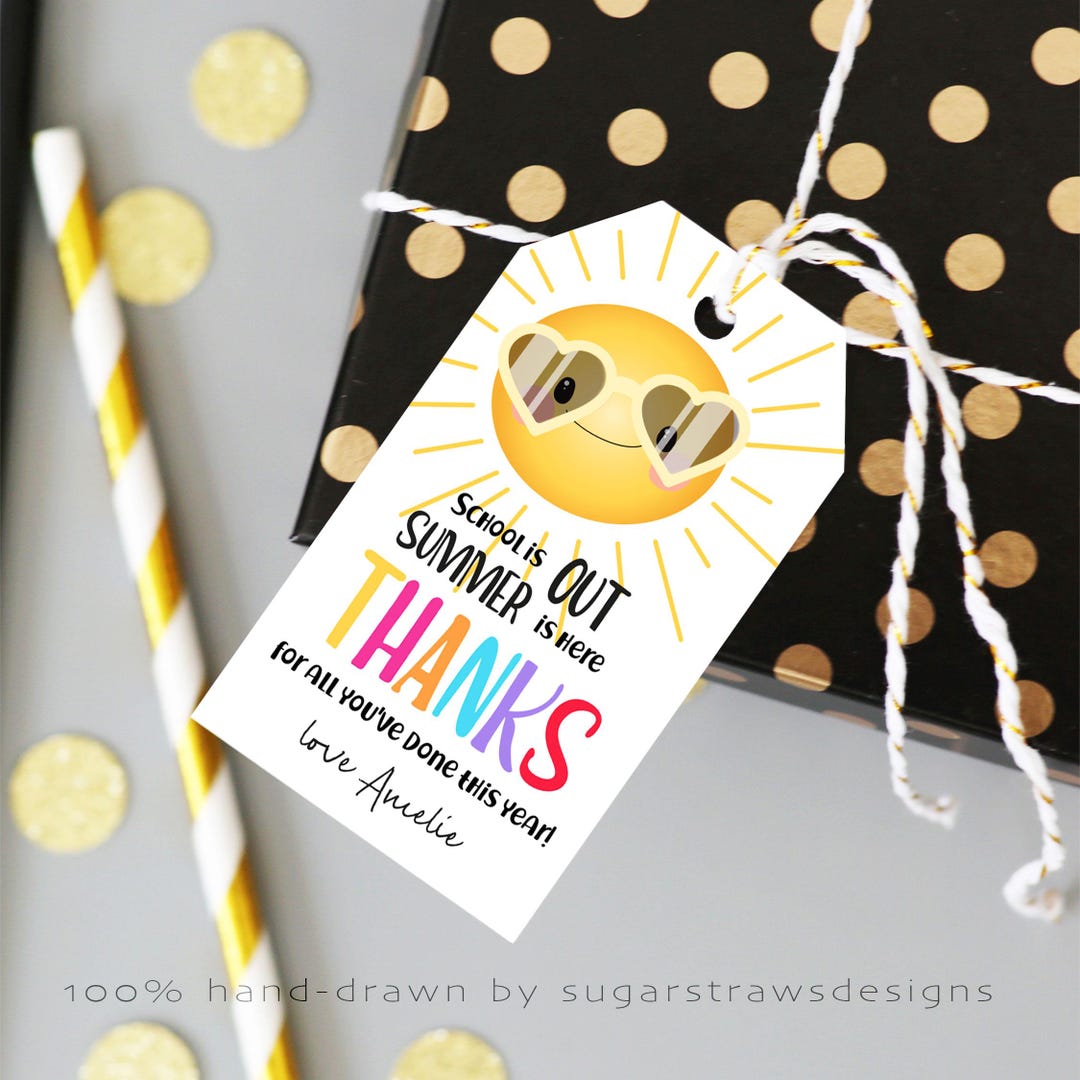 Editable Summer Teacher Appreciation Gift Tag End of School Year ...