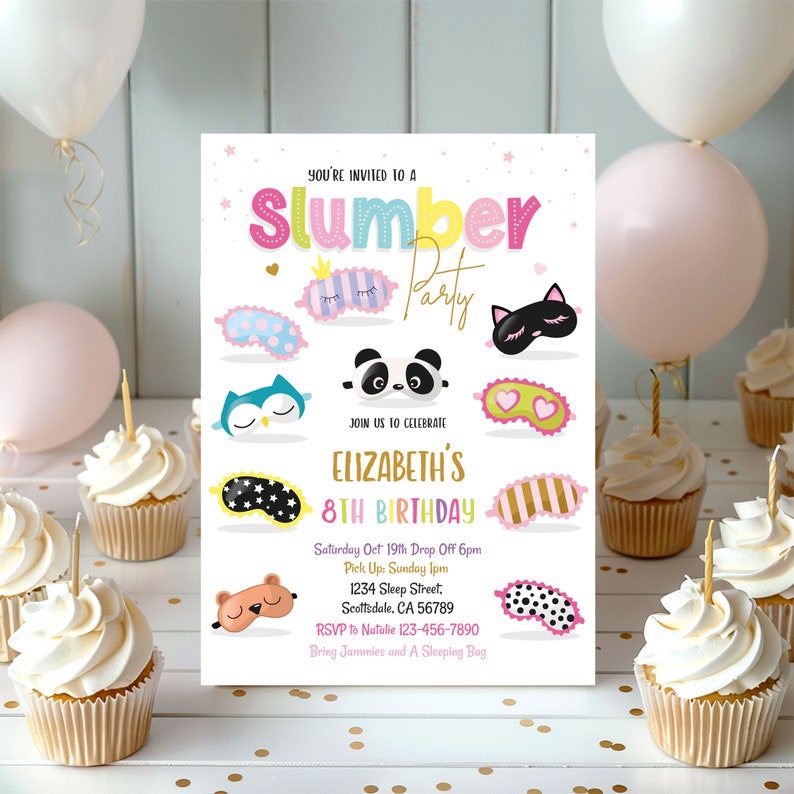 Editable Slumber Party Birthday Invitation Birthday Girl Sleepover ...