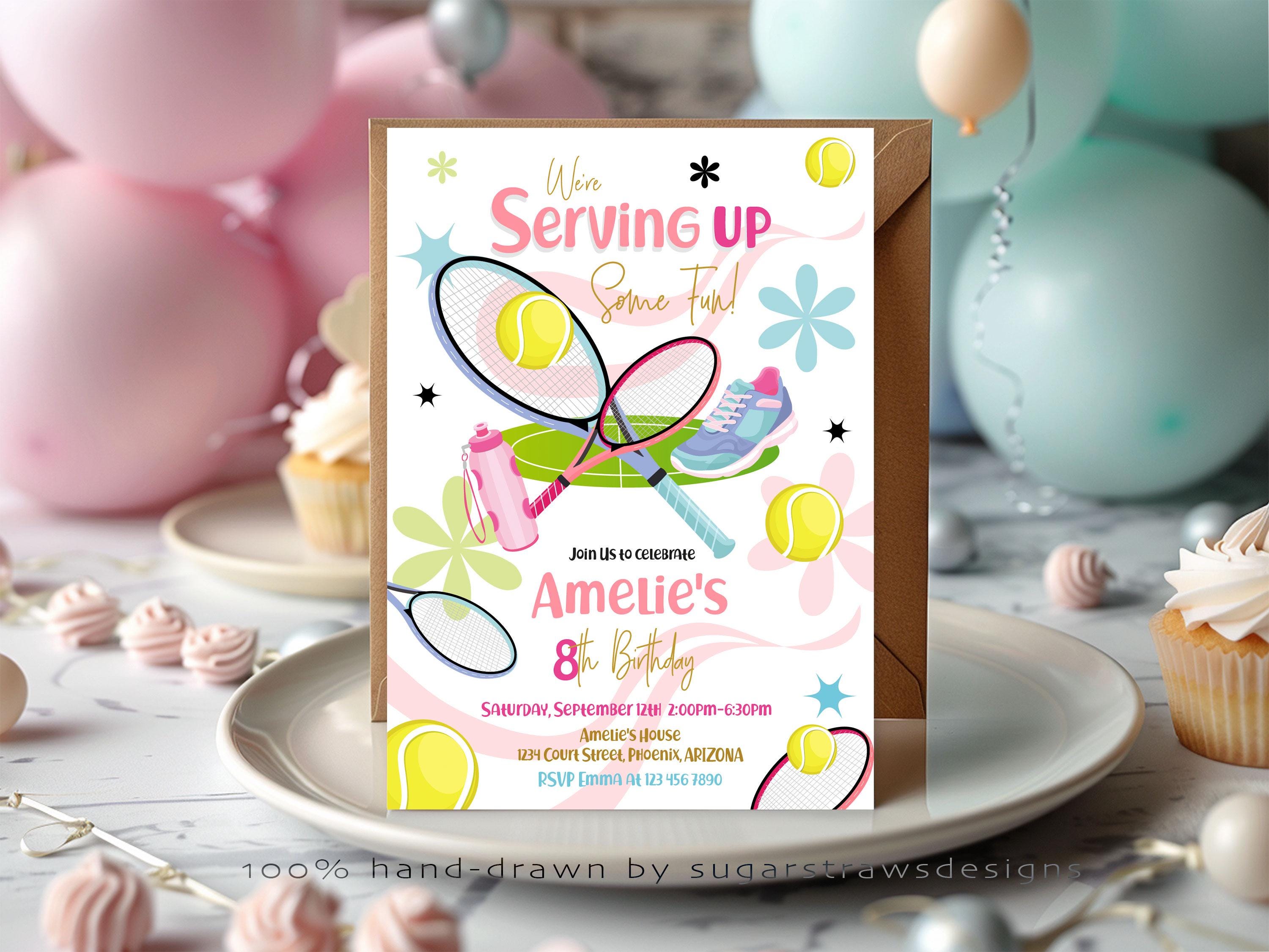 Editable Tennis Party Birthday Invitation Girl Tennis Invite Girl ...