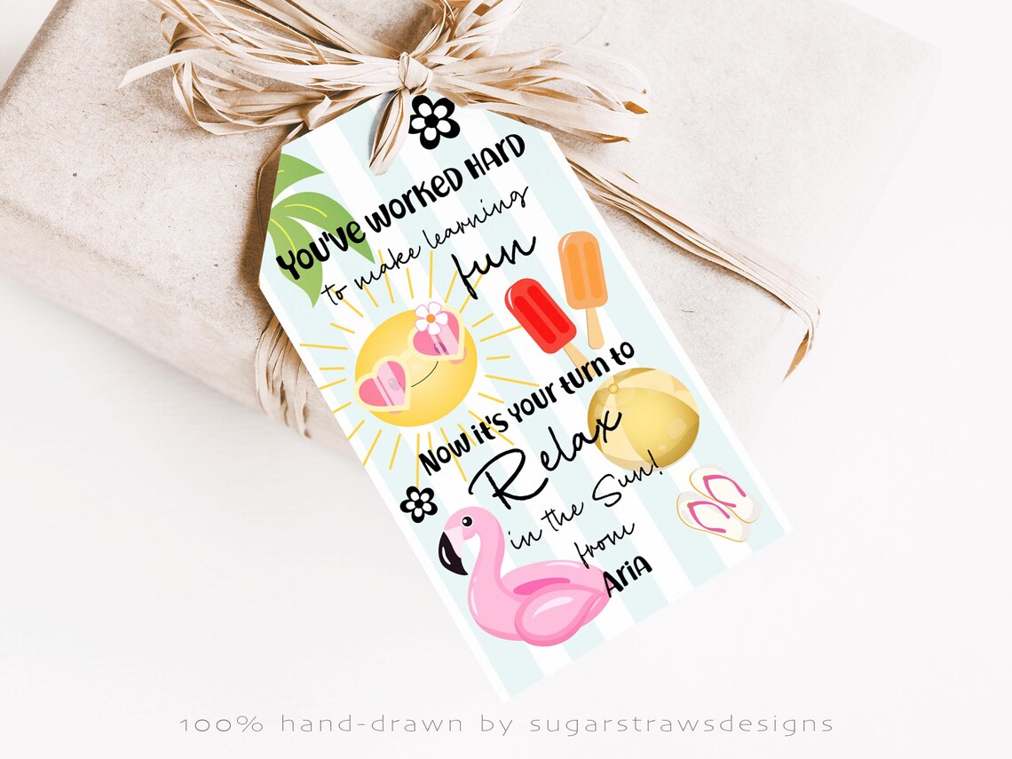 Editable Summer Teacher Appreciation Gift Tag End of School Year ...