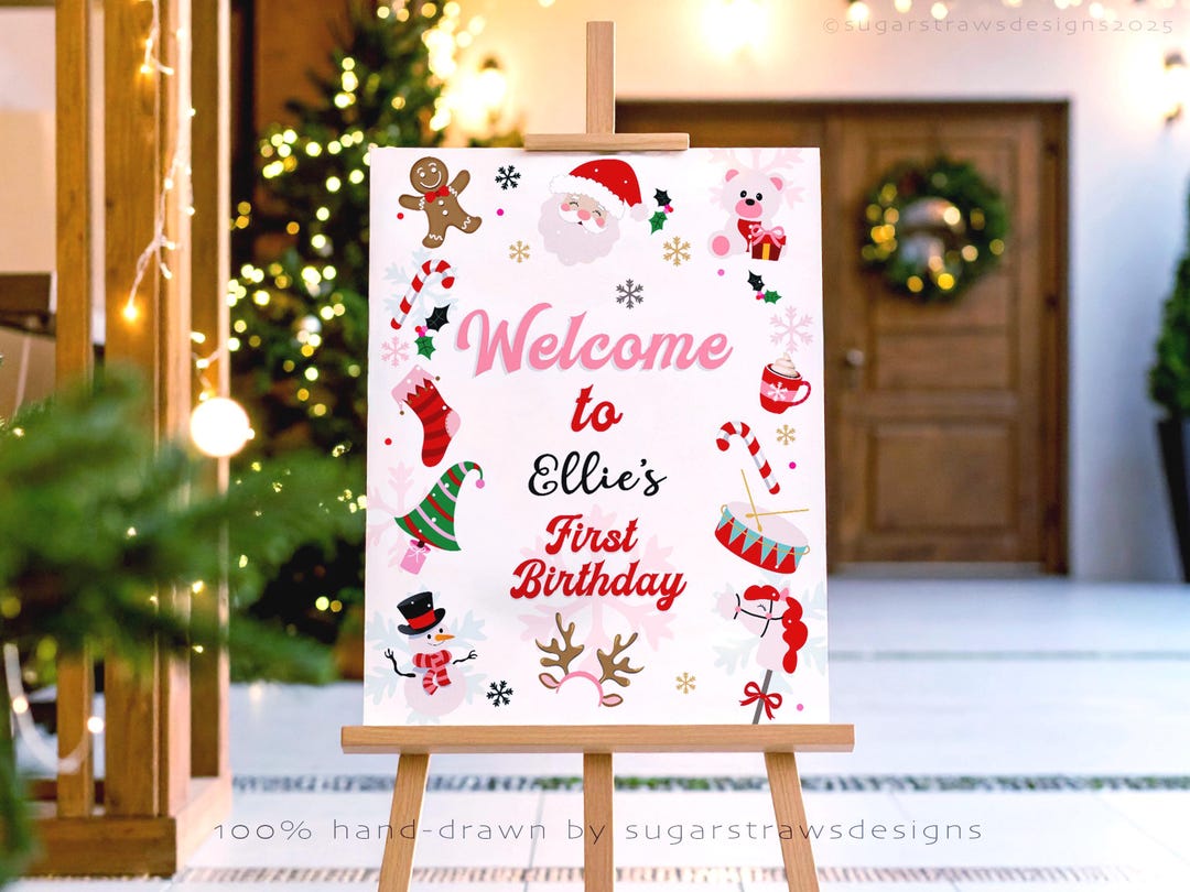 Editable Christmas Party Welcome Sign Template | Xmas Party Decor ...