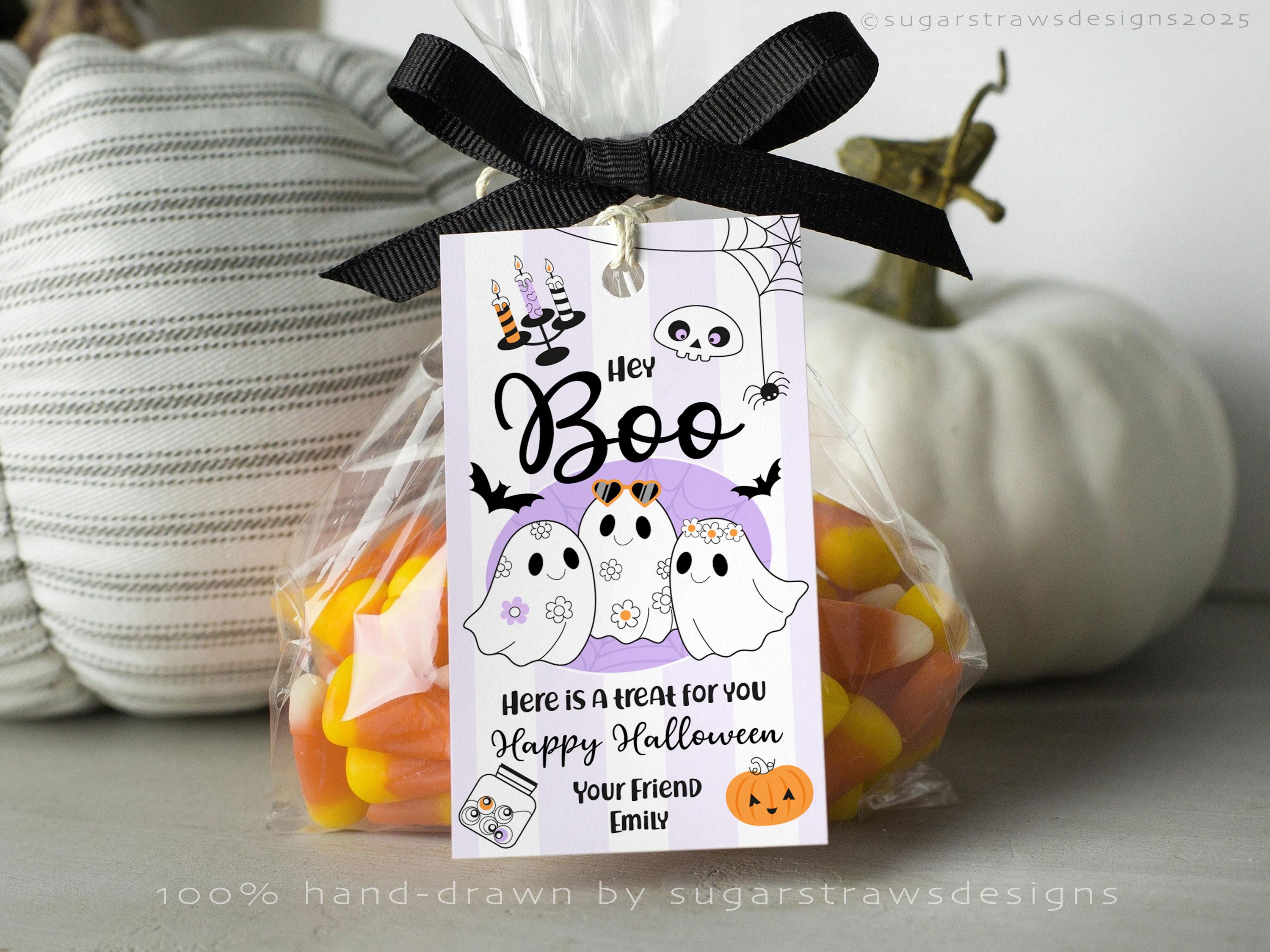 Editable Girls Halloween Favor Tag Template Corjl Ghost Boo Basket Gift ...