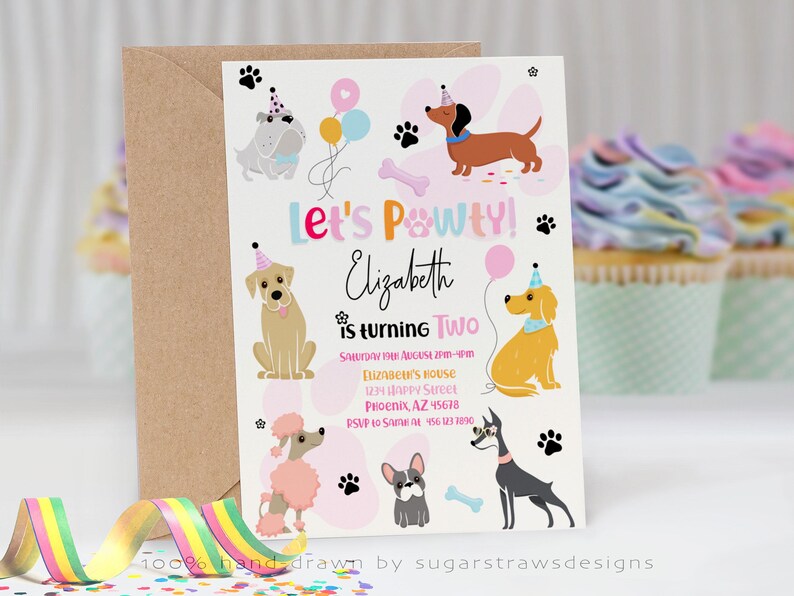 Editable Dog Birthday Party Invitation Puppy Birthday Invite Pet Invite ...