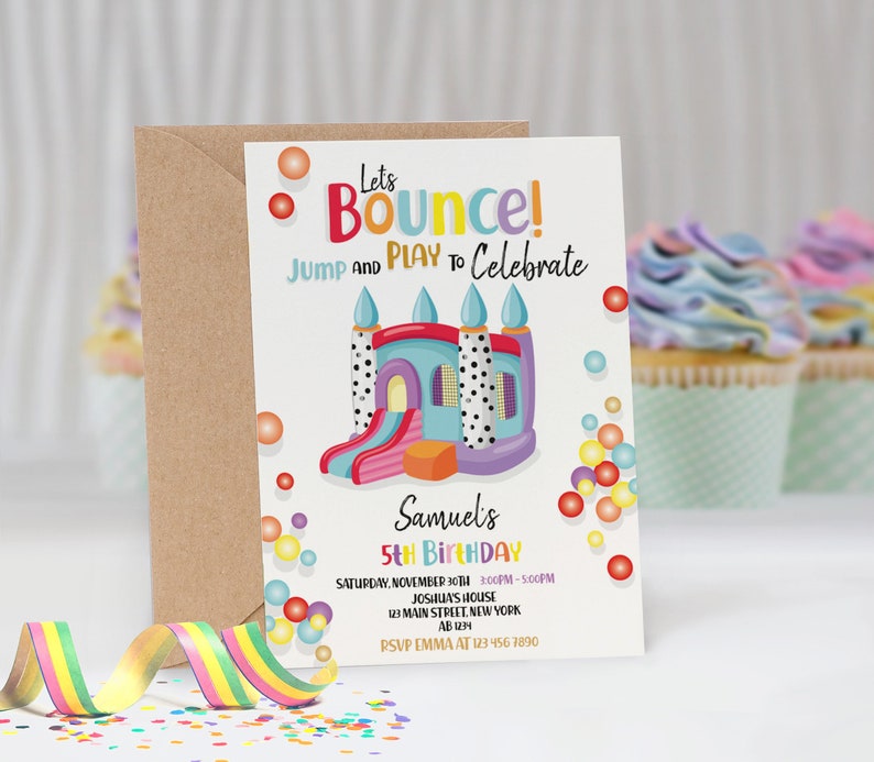 Editable Bouncy Castle Invitation Jump and Bounce Soft Play Invite Lets ...