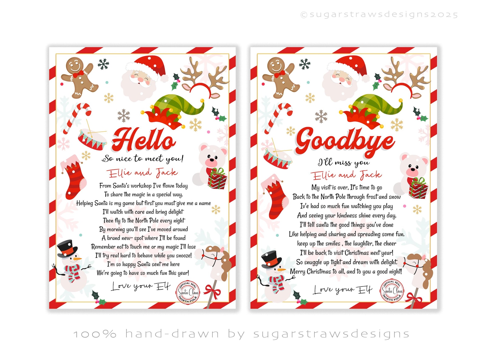 Editable First Time Elf Hello Goodbye Letter Set Template | Printable ...