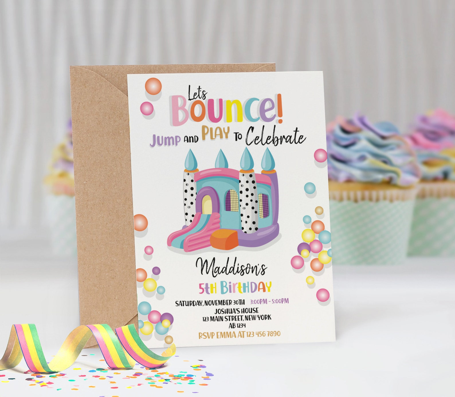 Editable Bouncy Castle Invitation Jump and Bounce Soft Play Invite Lets ...