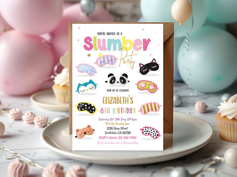 Editable Slumber Party Birthday Invitation Birthday Girl Sleepover ...
