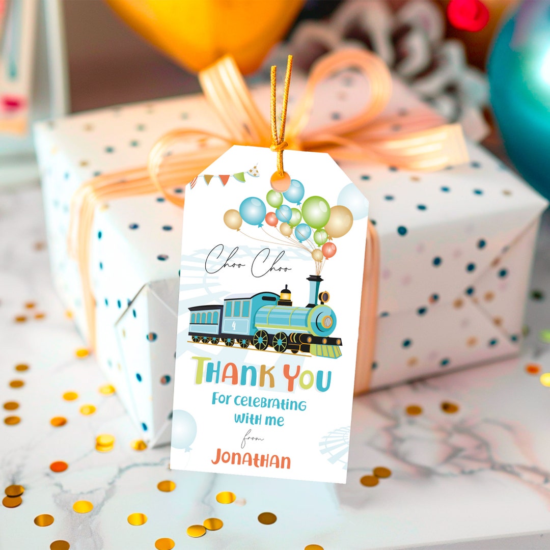 Editable Train Birthday Thank You Tag Favor Tag Birthday Gift 1st 2nd ...