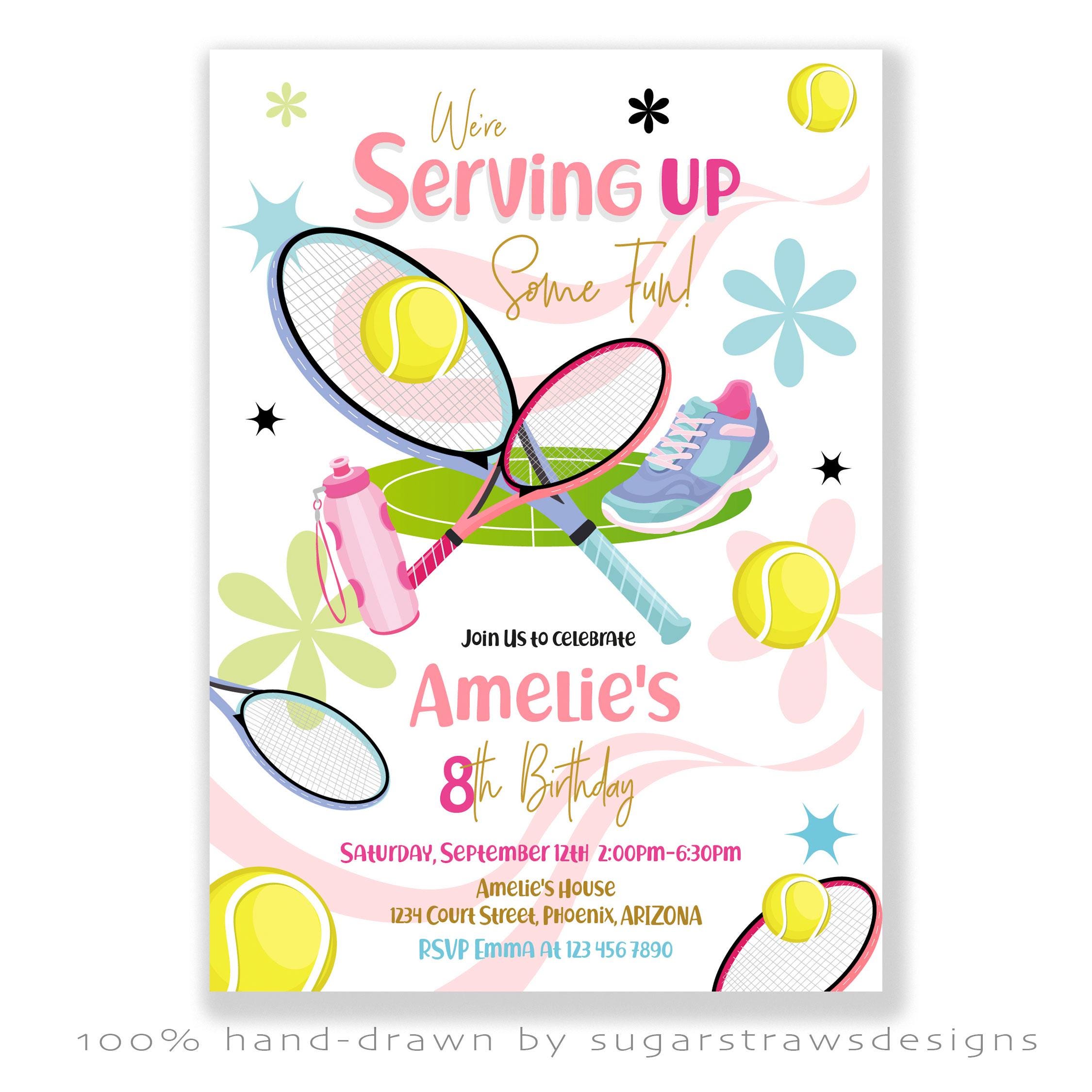 Editable Tennis Party Birthday Invitation Girl Tennis Invite Girl ...