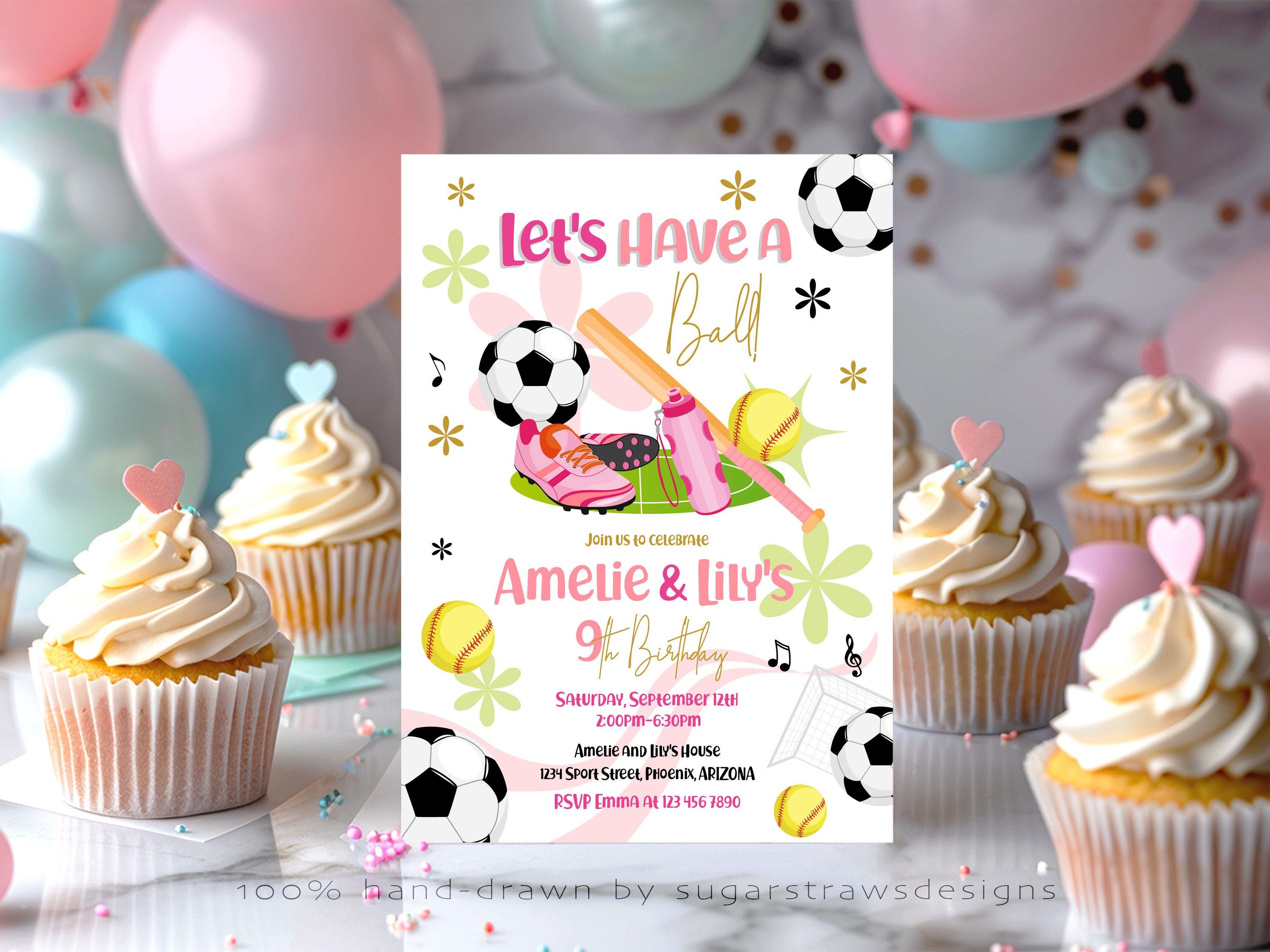 Editable Sports Party Invitation Girl Birthday Sports Party Invite ...