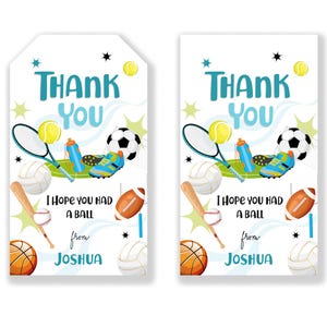 Editable Sports Party Favor Tag Boy Birthday Thank You Tag Multi Sports ...