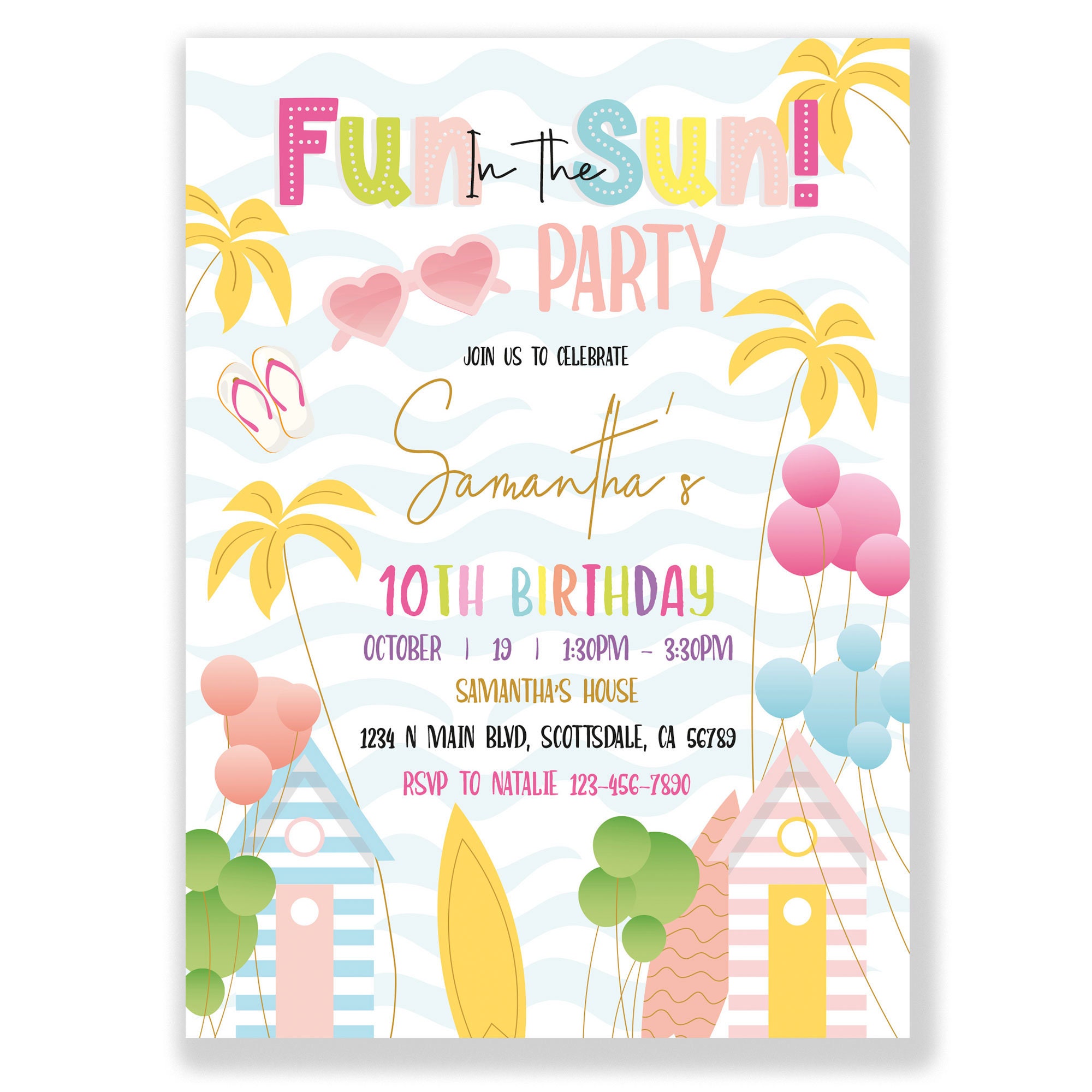 Editable Beach Party Invitation Birthday Invitation Swimming Invite ...