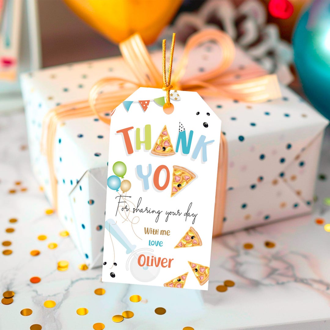 Editable Pizza Party Thank You Tag Favor Tag Birthday Gift Tag Pizza ...