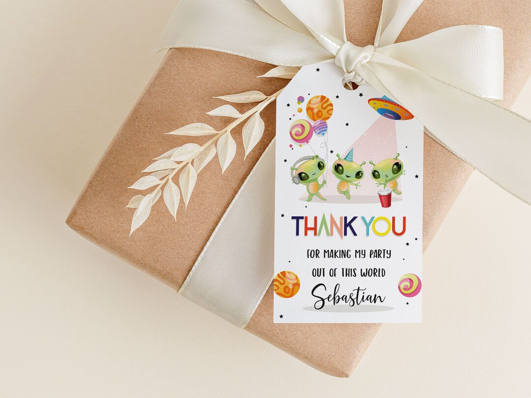 Editable Alien Party Favor Tag Boy Birthday Tag Thank You Tag Gift Tag ...