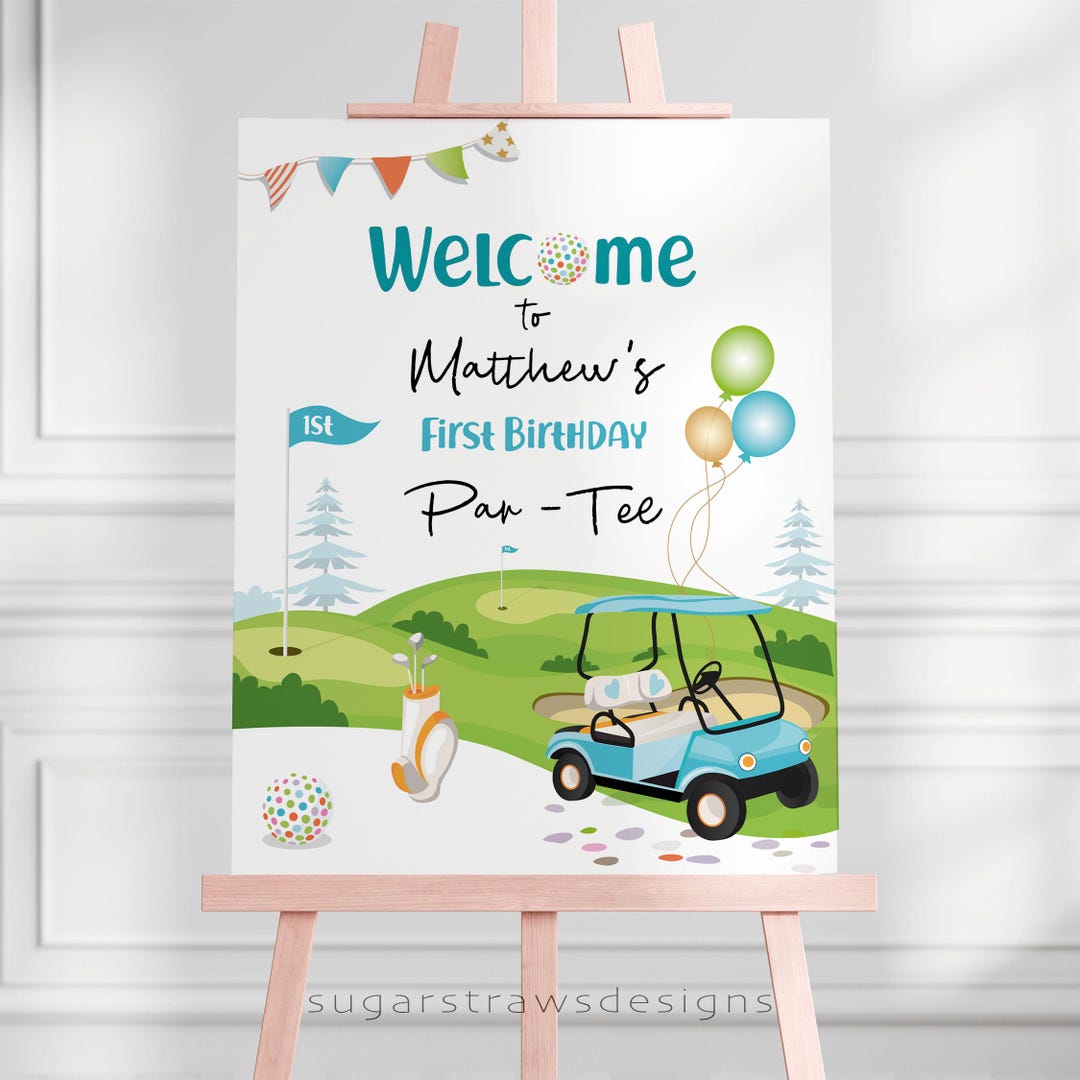 Editable Golf Welcome Sign Boy Golf Birthday Agenda Welcome Banner ...
