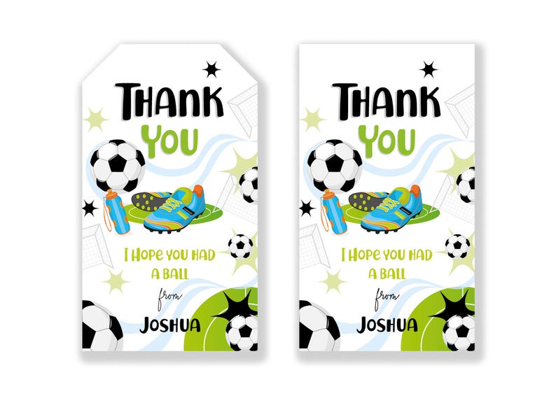 Editable Soccer Party Favor Tag Boy Birthday Thank You Tag Football ...