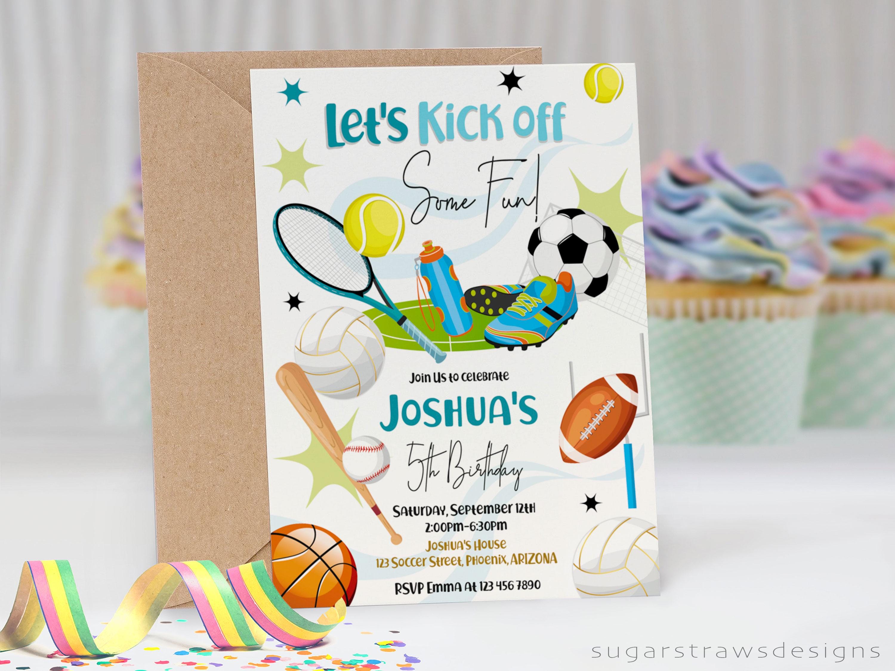 Editable Sports Party Birthday Invitation Boy Invite Multi Sports Party ...