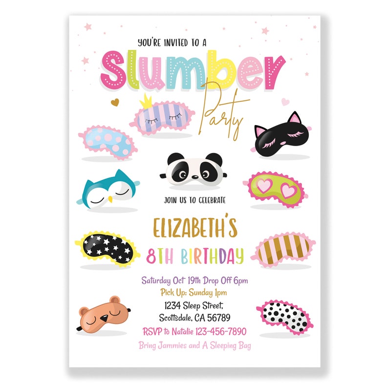 Editable Slumber Party Birthday Invitation Birthday Girl Sleepover ...