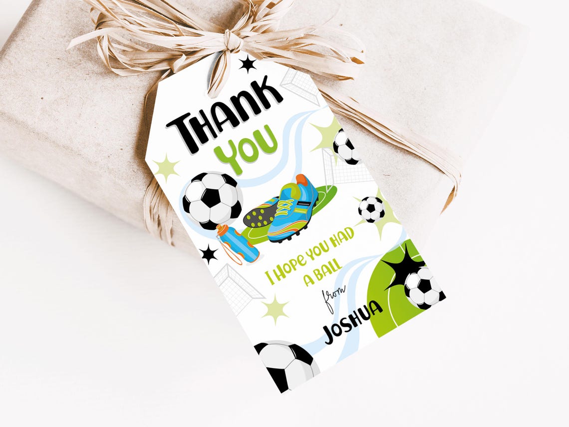Editable Soccer Party Favor Tag Boy Birthday Thank You Tag Football ...