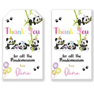 Editable Panda Party Thank You Tag Favor Tag Girl Birthday Gift Tag ...
