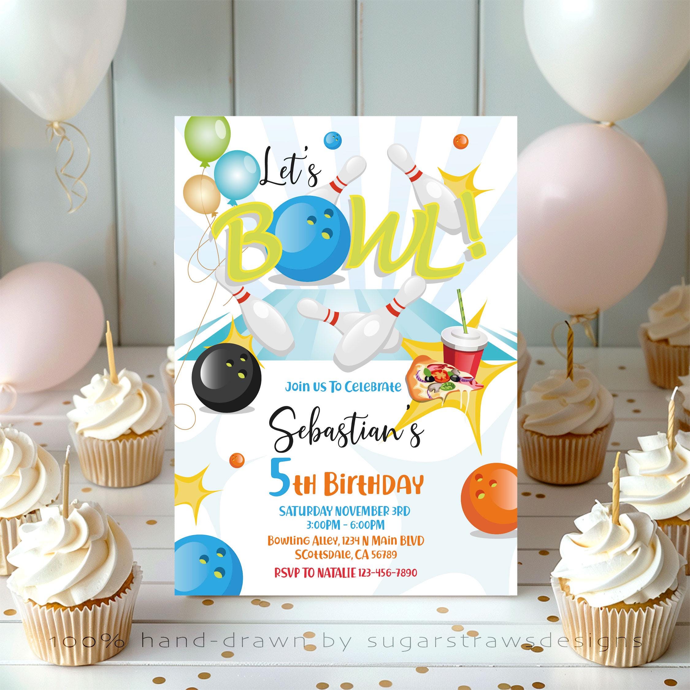 Editable Bowling Birthday Invitation Bowling Party Invite Party Boy ...