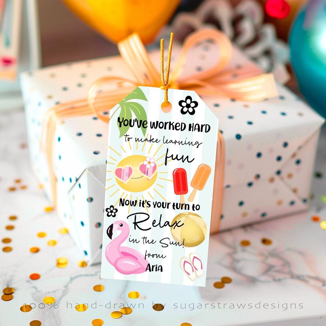 Editable Summer Teacher Appreciation Gift Tag End of School Year ...