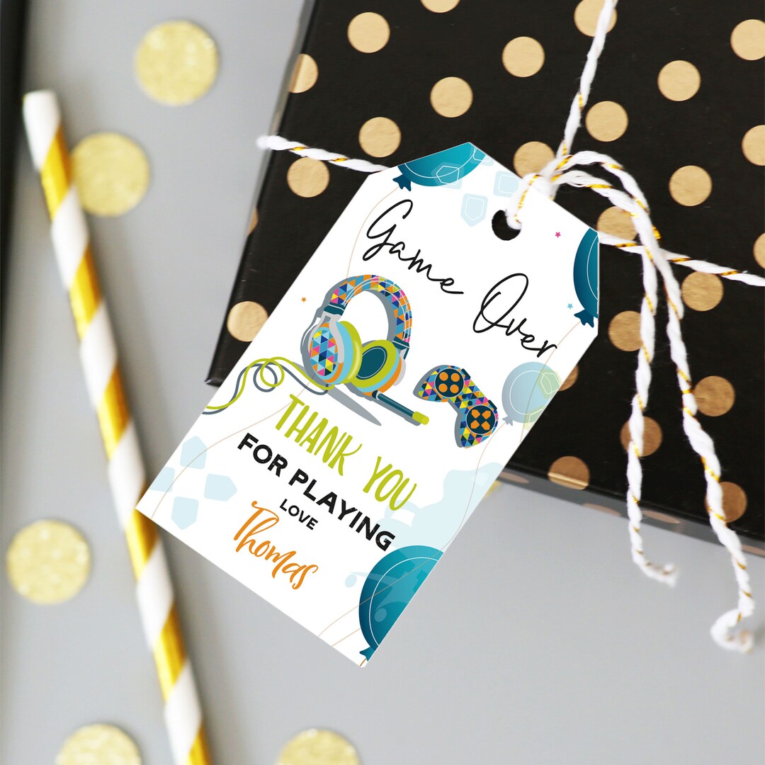 Editable Gamer Favor Tag Boy Thank You Tag Video Game Party Gift Tag ...