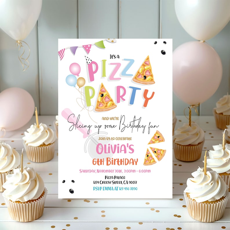 Editable Pizza Party Invitation Kids Invite Pizza Party Invite Birthday ...