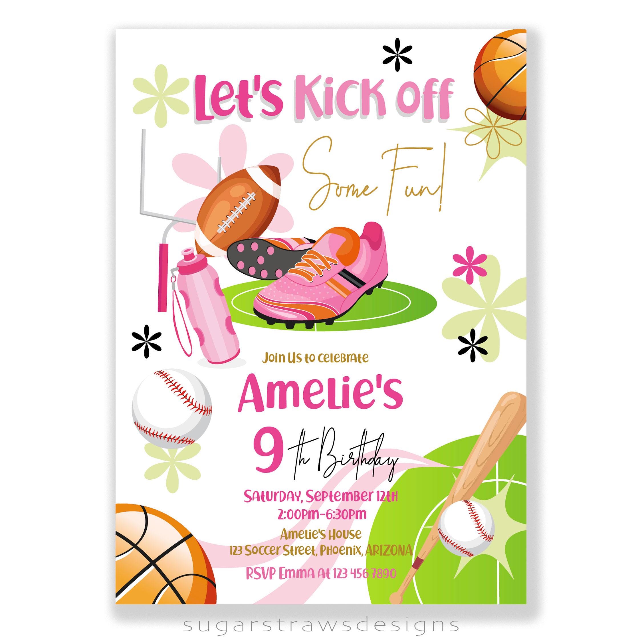 Editable Sports Party Invitation Girl Birthday Sports Invite Basketball ...