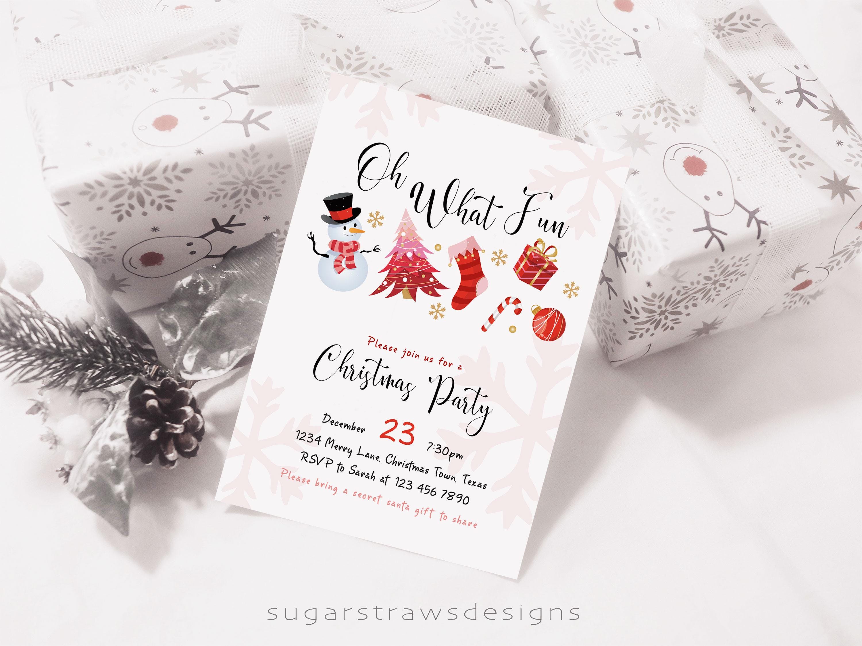 Editable Christmas Party Invitation Holiday Xmas Birthday Invite Kids ...