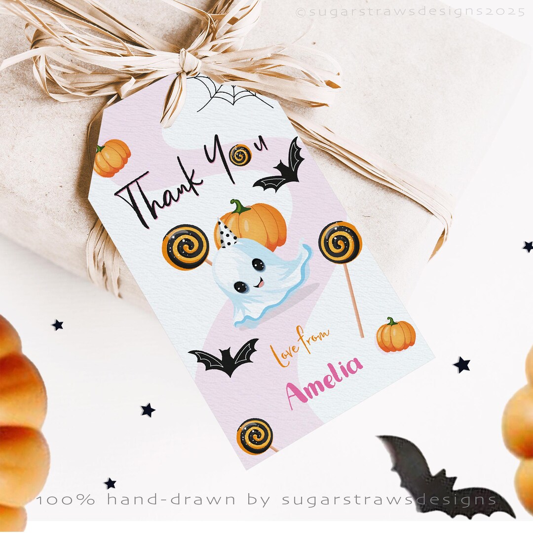 Editable Halloween Favor Tag Template | Corjl Boo Ghost Printable Gift ...