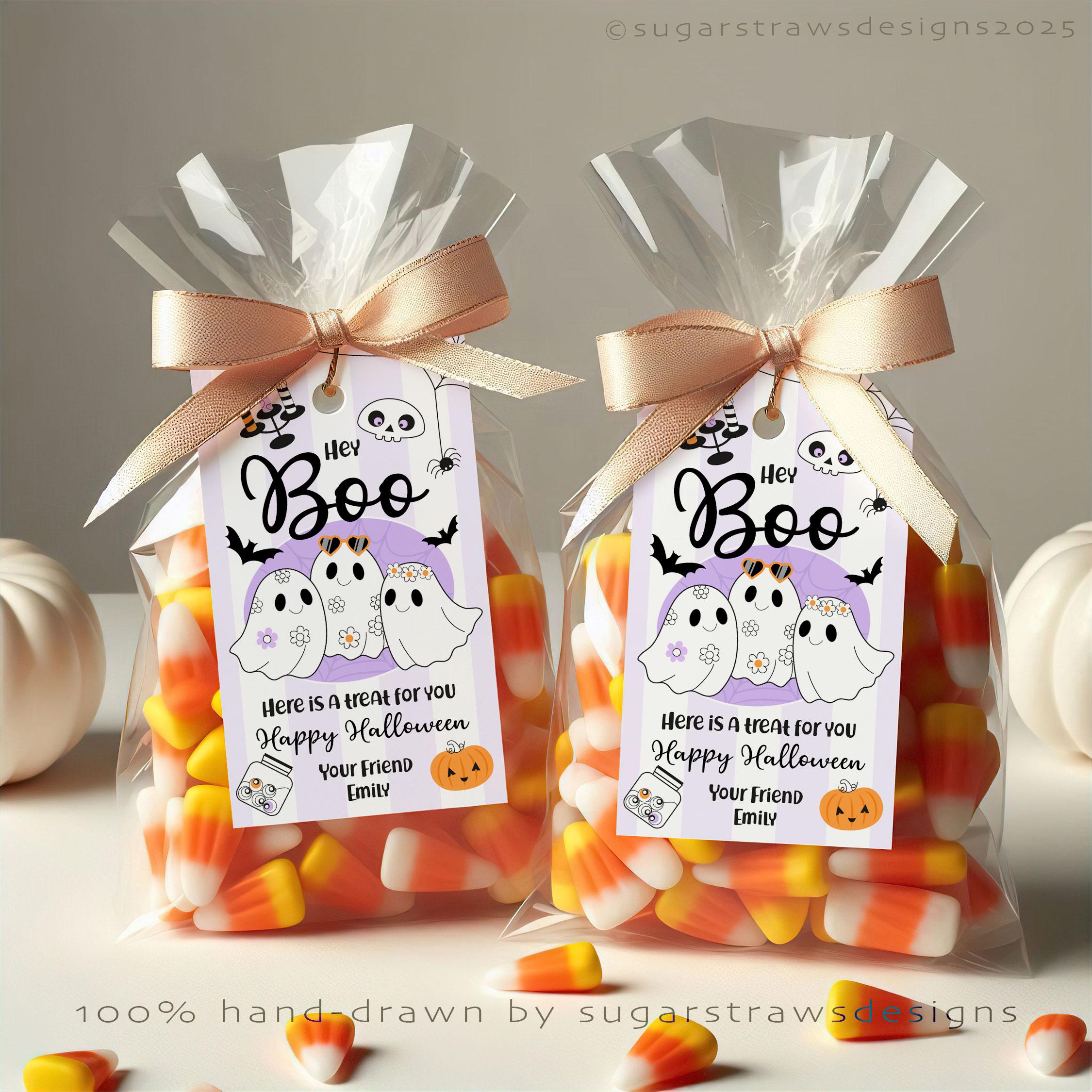 Editable Girls Halloween Favor Tag Template Corjl Ghost Boo Basket Gift ...