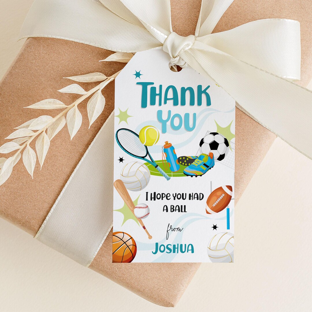 Editable Sports Party Favor Tag Boy Birthday Thank You Tag Multi Sports ...